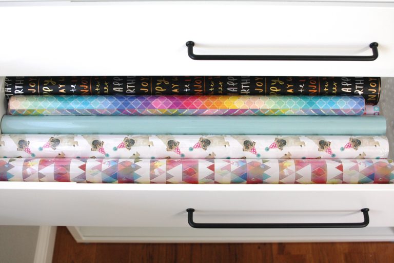 Organized Gift Wrap Shelf & Drawers - Simply Organized