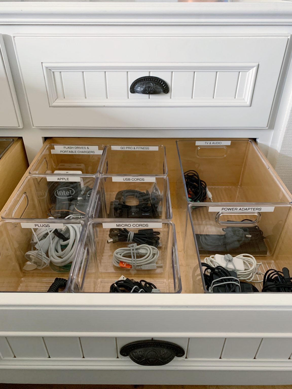 Decluttered & Organized Cords - Simply Organized